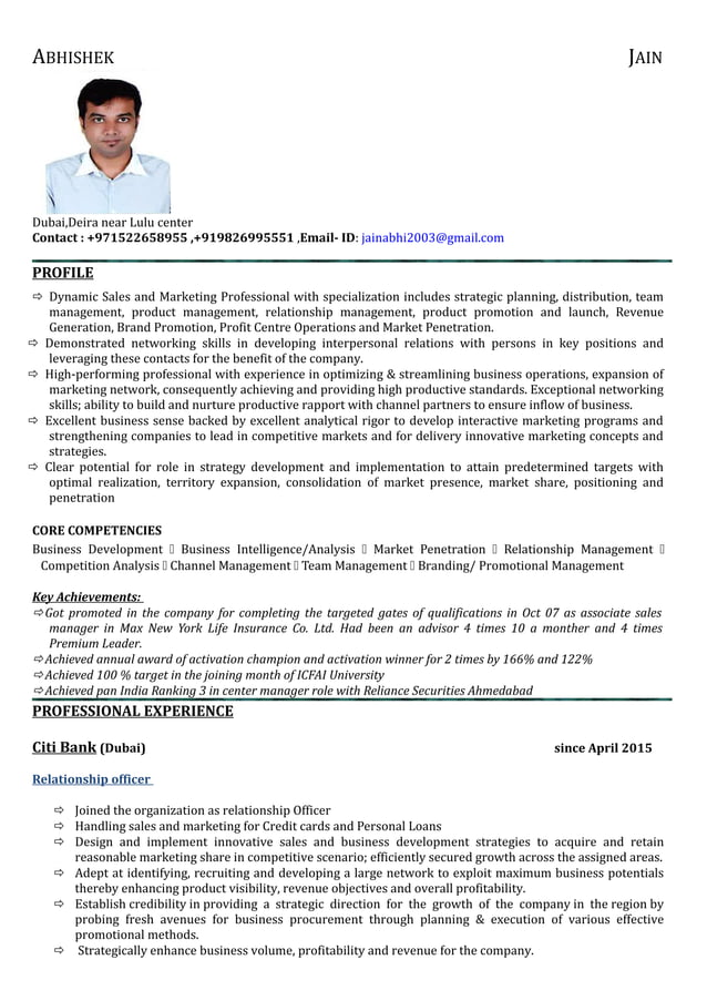 Resume dubai sales | DOC | Sales | Business