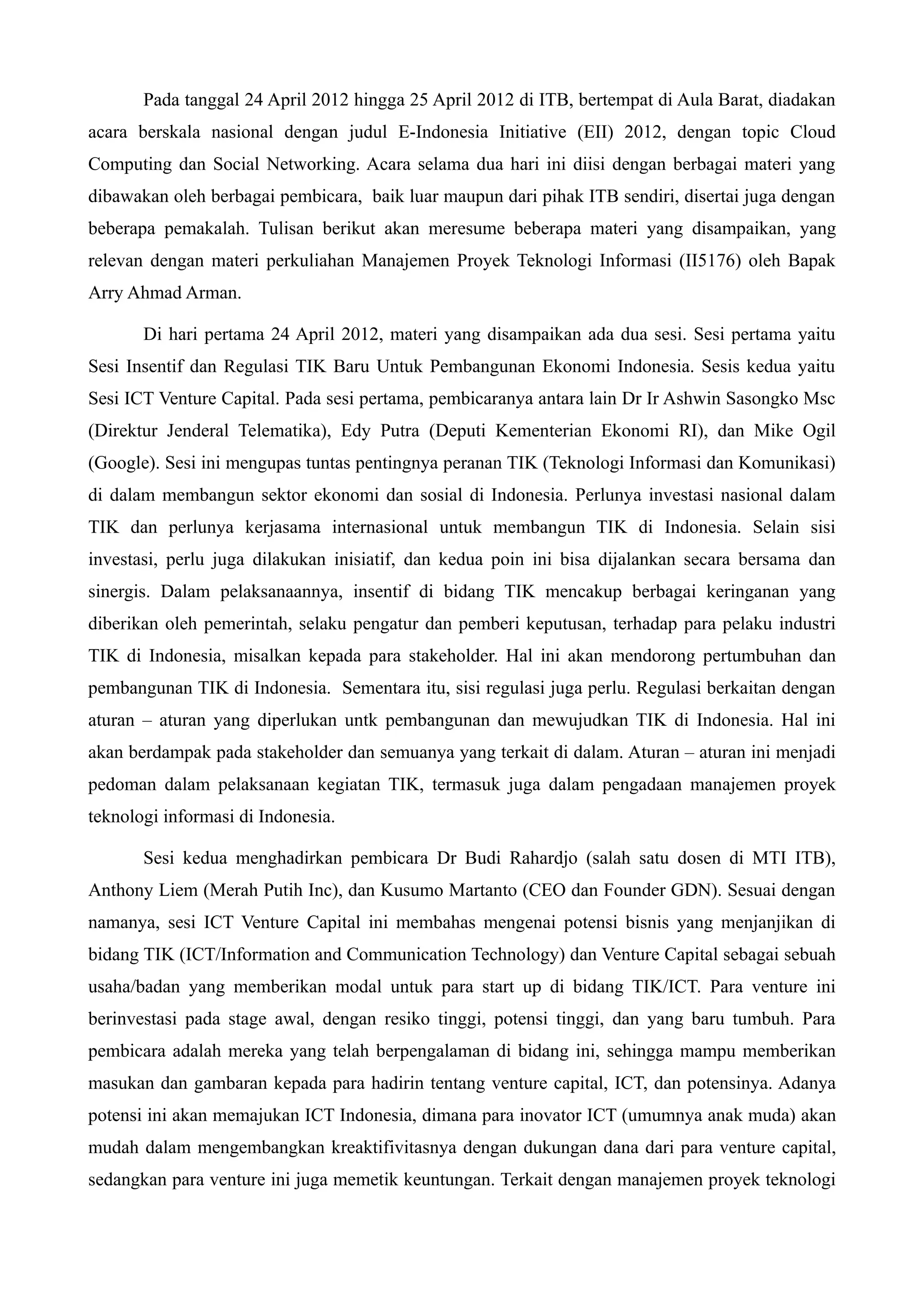 Resume eii 2012 itb | PDF