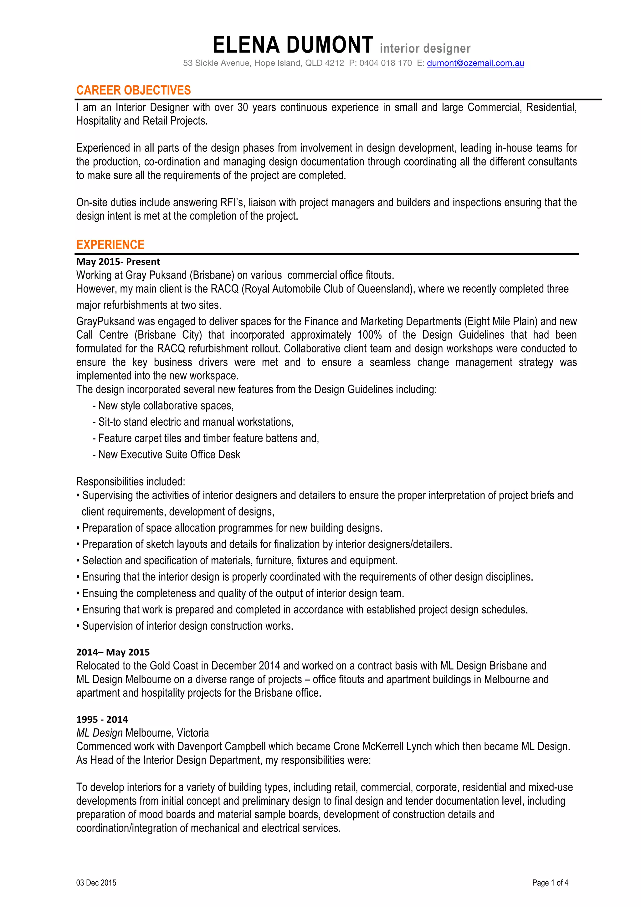 Resume elena dumont | PDF