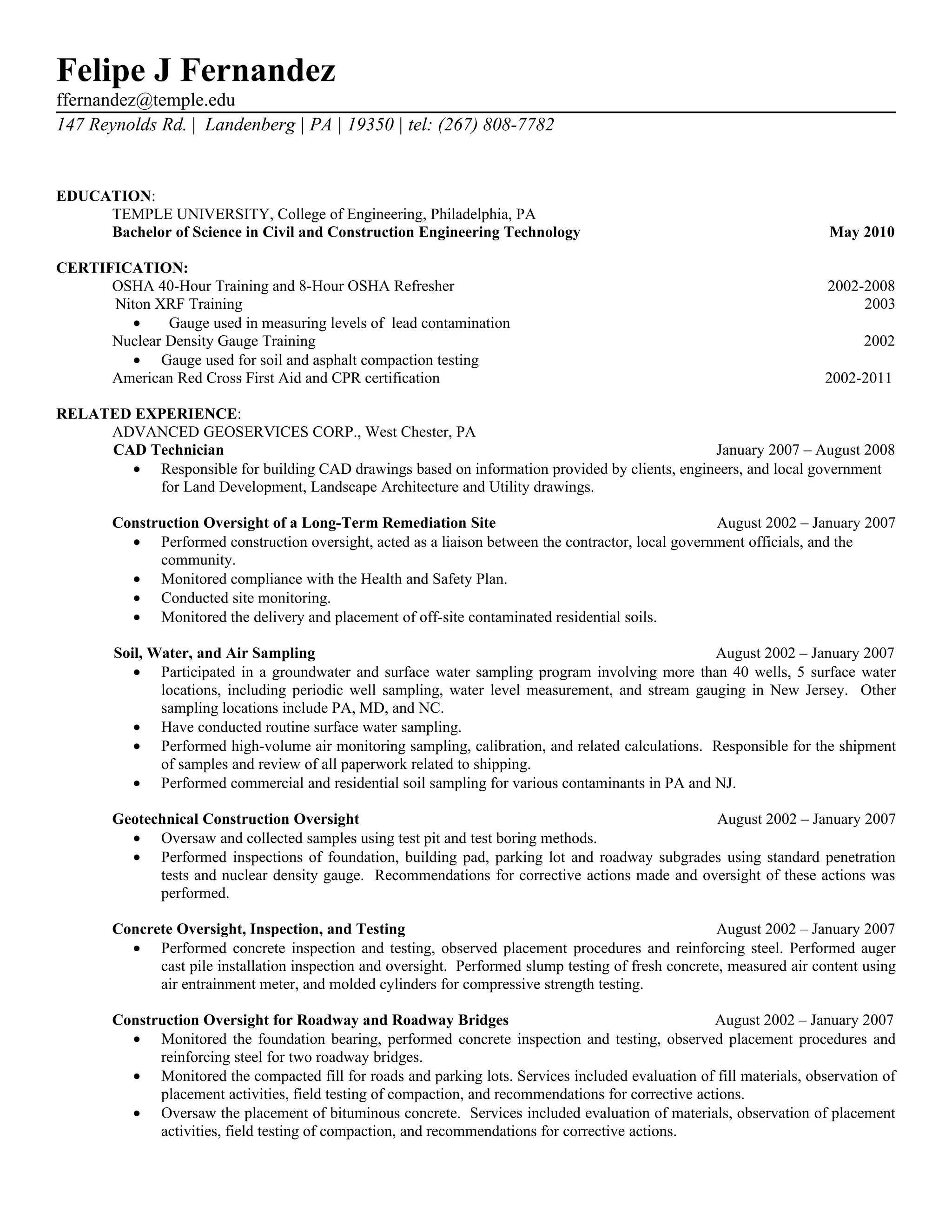 Resume Eng | DOC | Civil Engineering Industry | Industries
