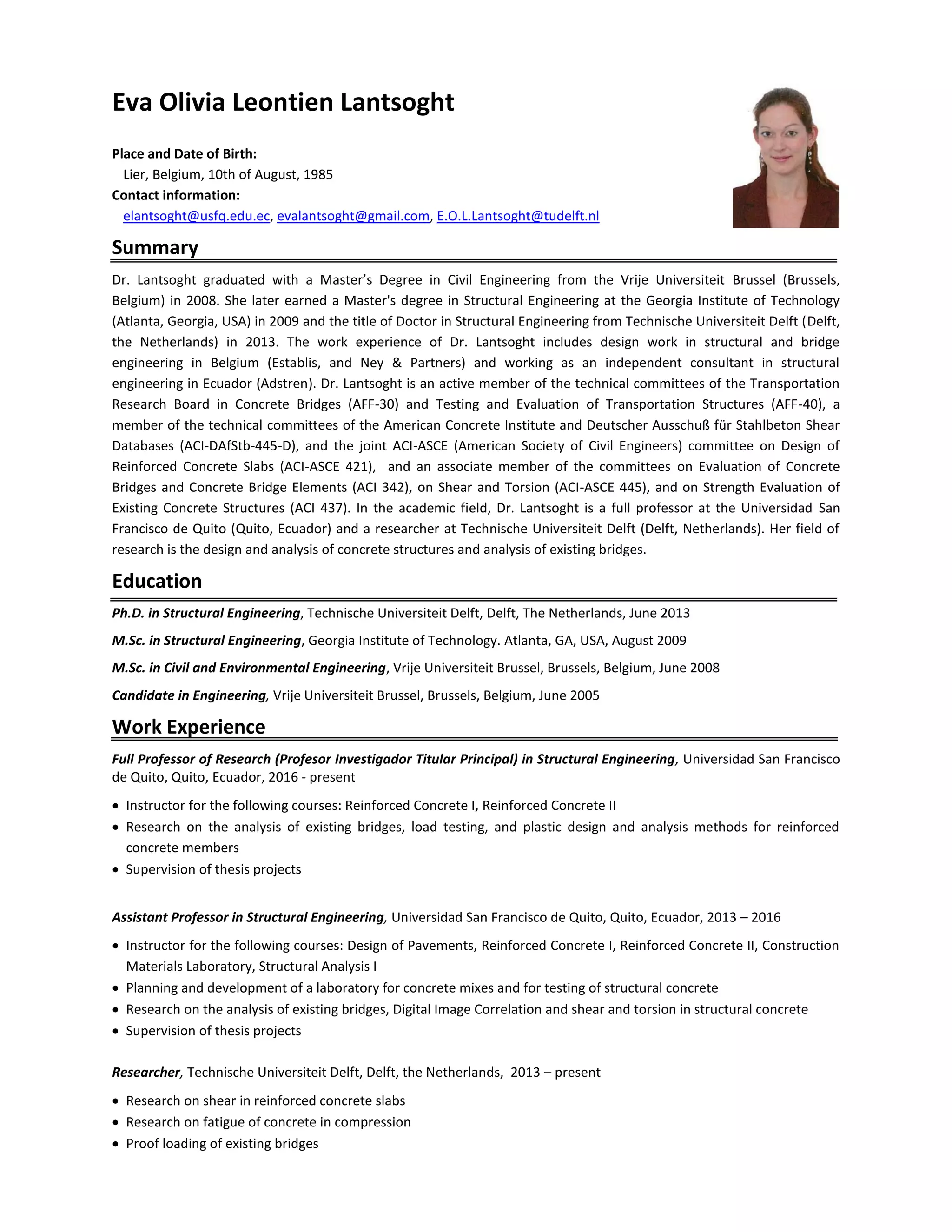 CV Eva Lantsoght | PDF