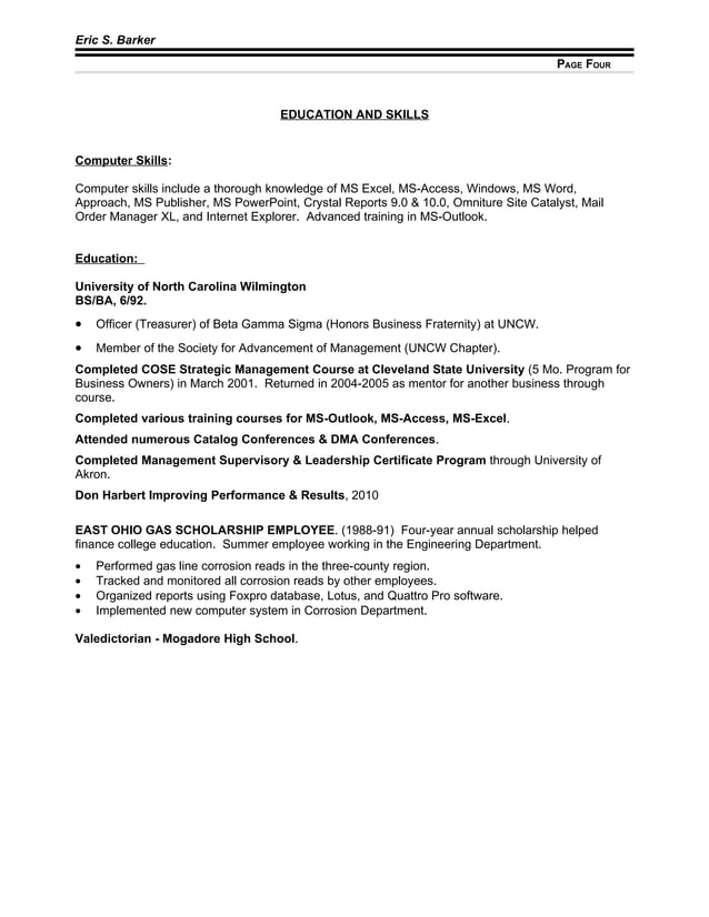 Resume Eric S Barker | DOC