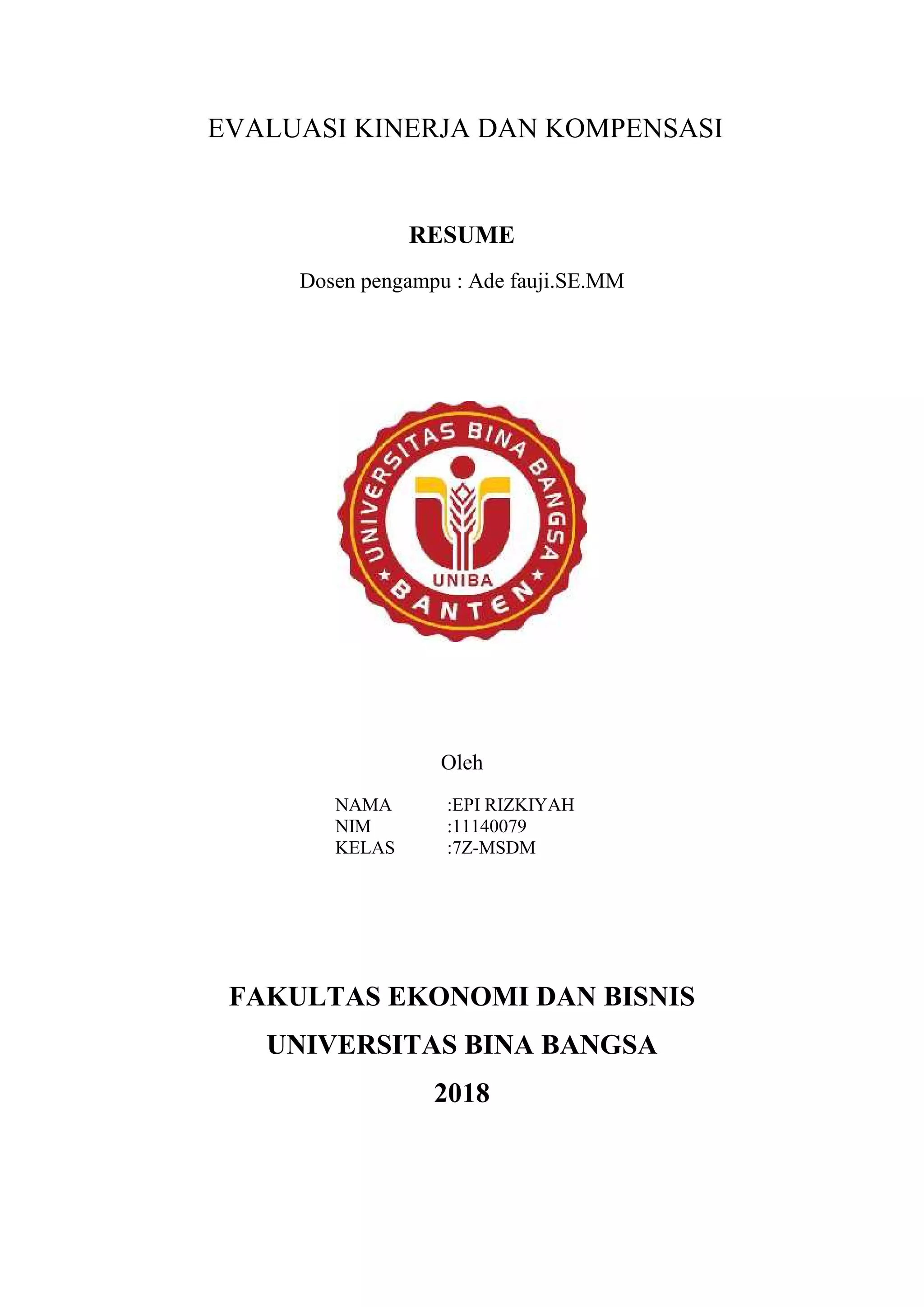 Resume evaluasi kinerja dan kompensasi | PDF