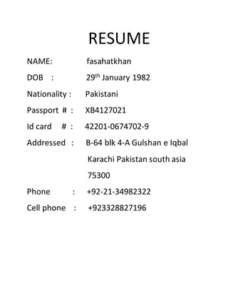 Resume fassi khan(6) | PDF