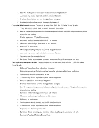 Resume | DOC | Pharmaceutical Industry | Industries