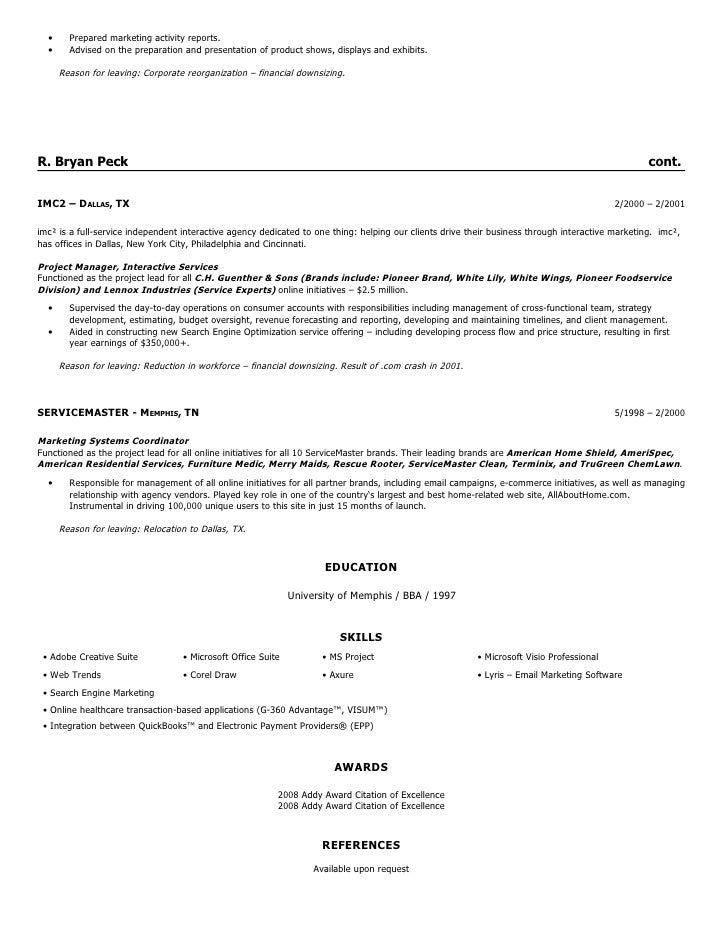 Resume For Bryan Peck