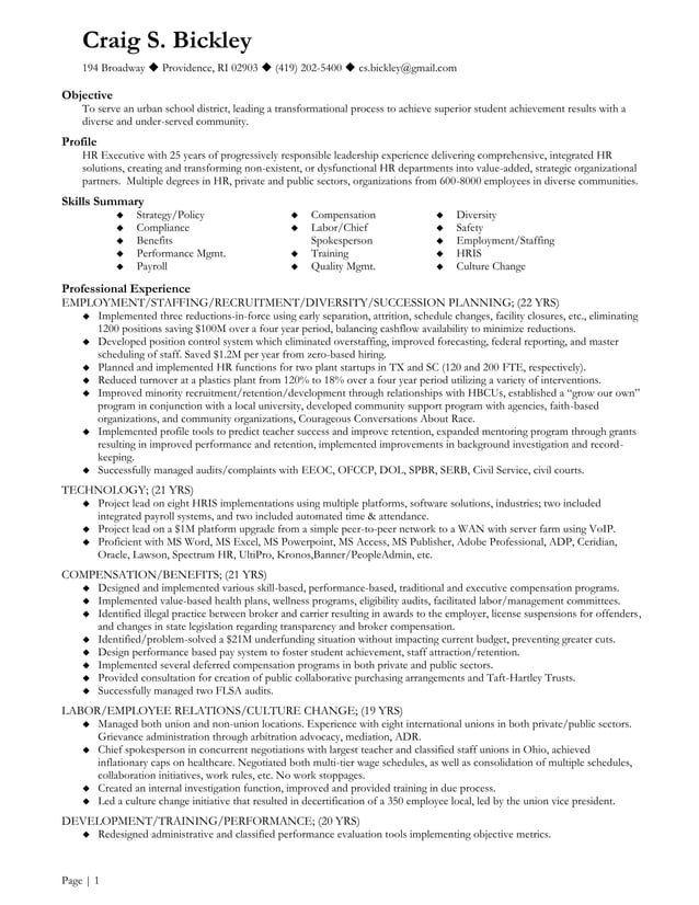 Resume for Craig S. Bickley | PDF | Human Resources | Business