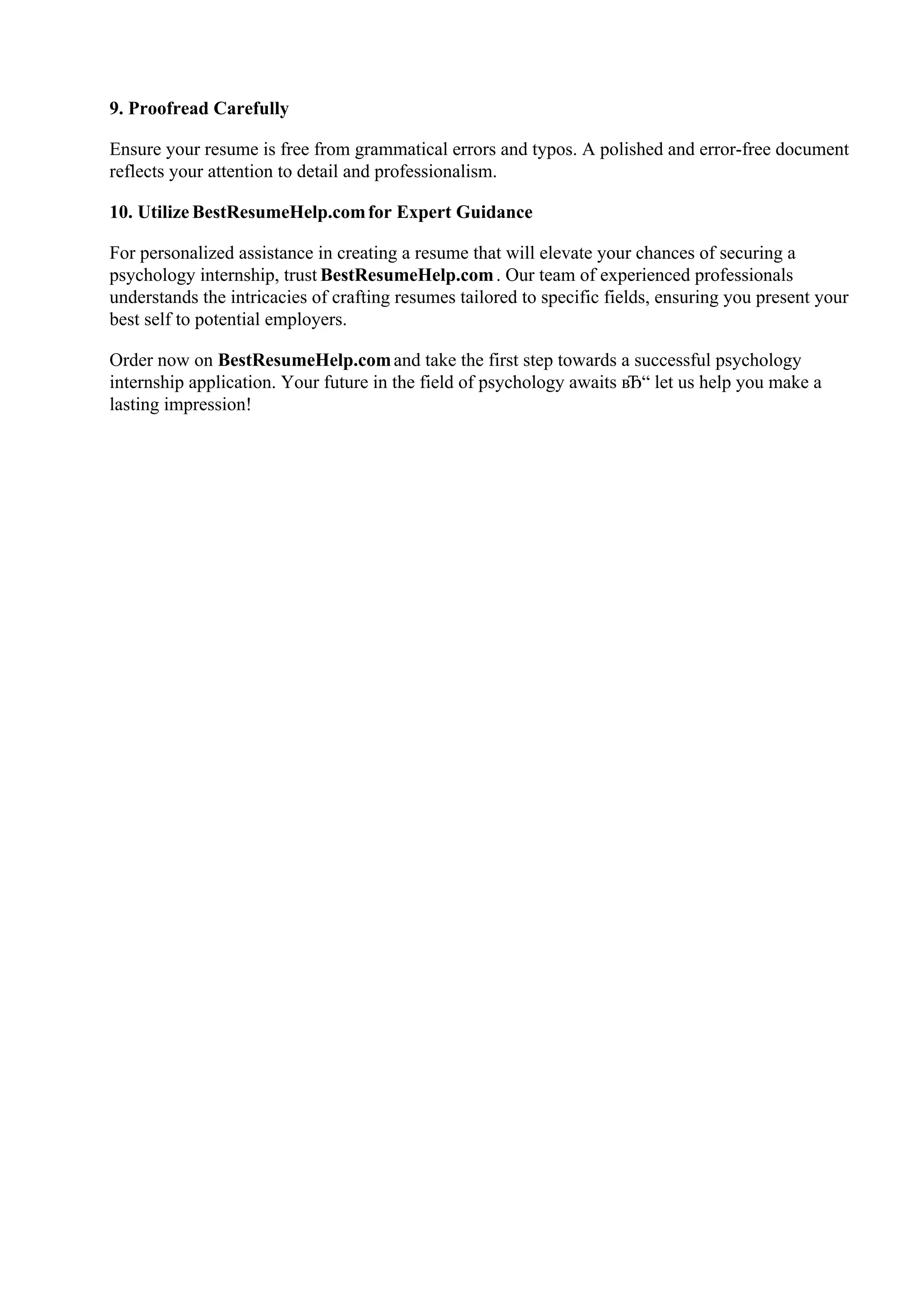 Resume For Internship Psychology | PDF