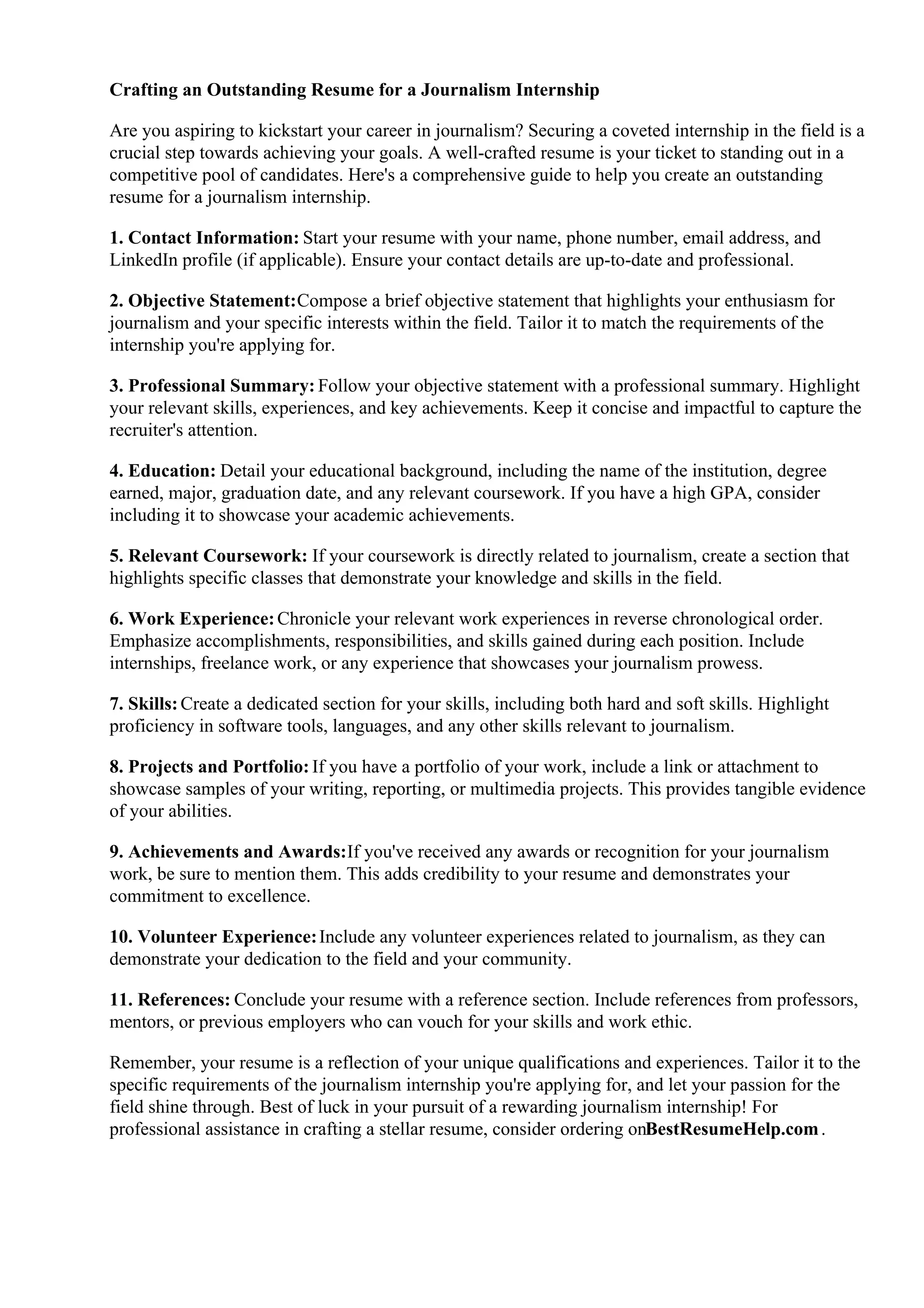 Resume For Journalism Internship. Journalist Resume Samples Chegg ...
