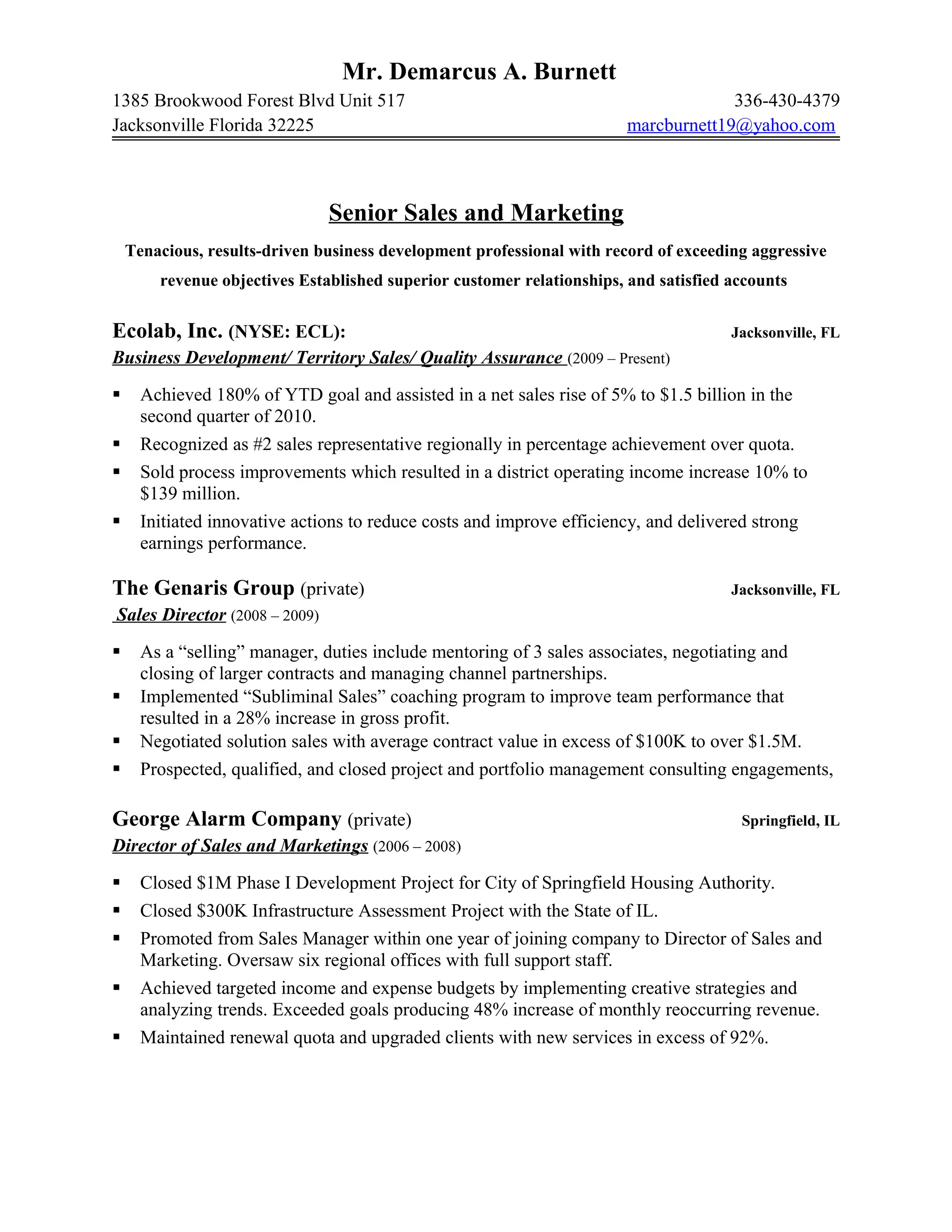 Resume For Marc Burnett2[1] | DOC