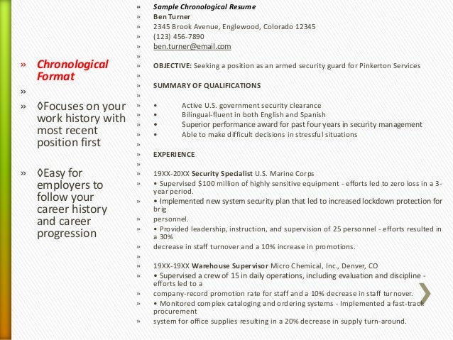 Standard Format For Resume