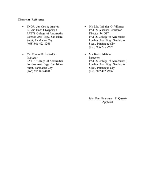 Resume for ojt / work | DOCX | Professional School | Postgraduate Education