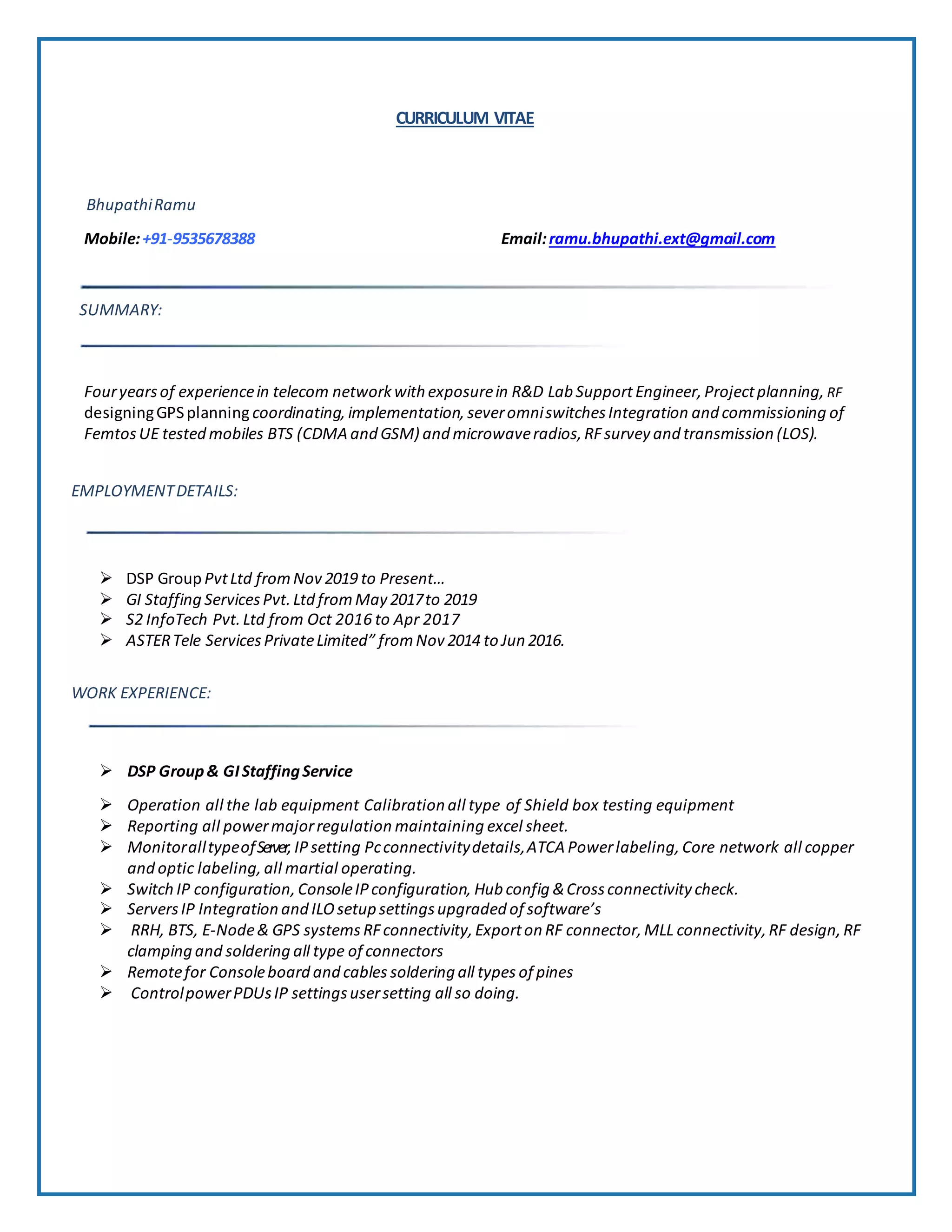 Resume from bhupathi ramu | DOCX