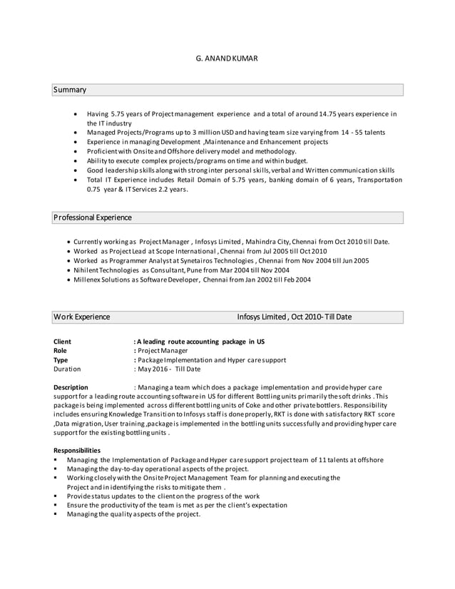 Resume g anand_kumar | PDF