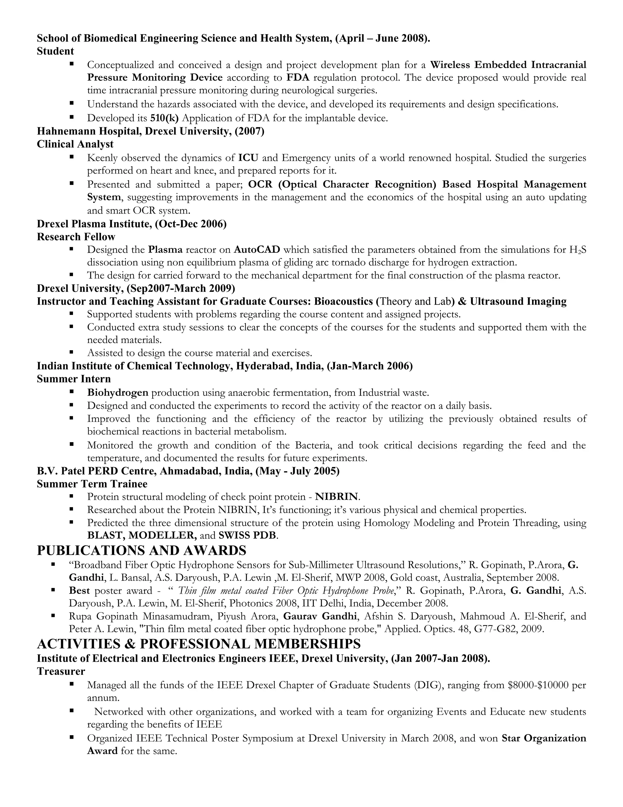 Resume Gaurav Gandhi | DOC