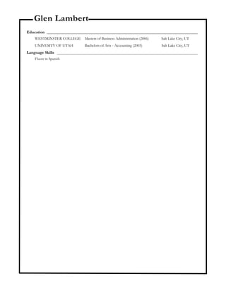 Resume Glen Lambert | PDF