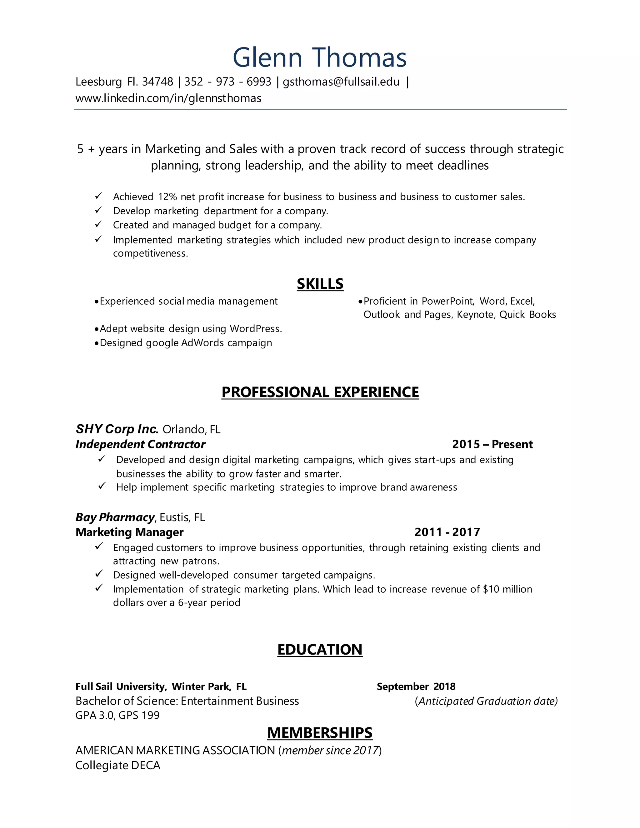 Glenn Thomas, Resume | DOCX