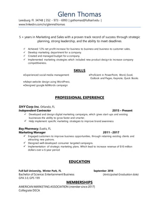 Glenn Thomas, Resume | DOCX
