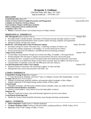 Benjamin Goldman Resume | DOCX | Business Administration | Business