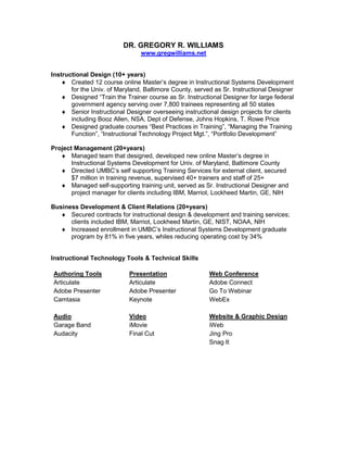 Resume of Greg Williams | PDF