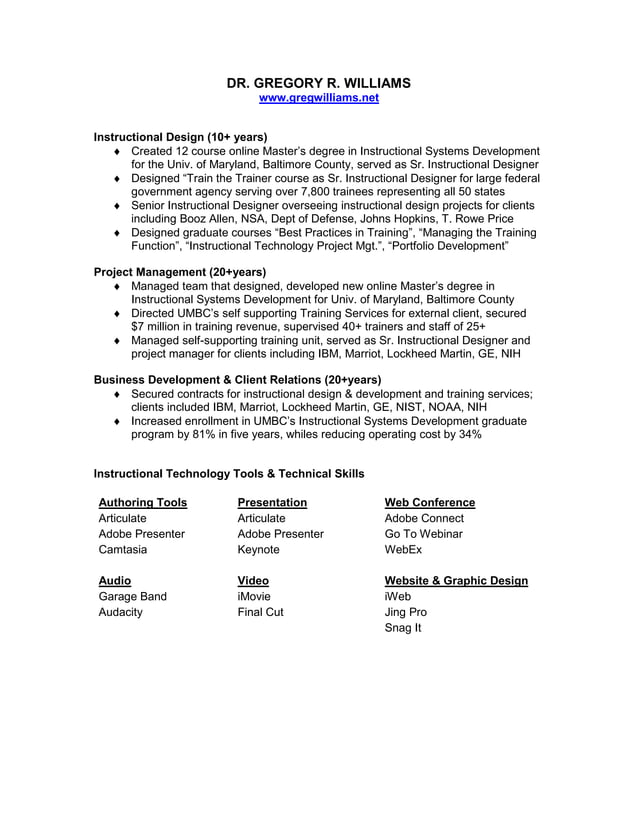Resume of Greg Williams | PDF