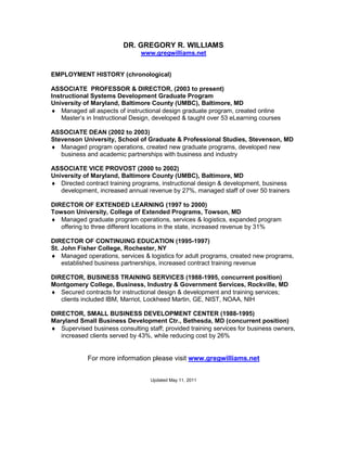 Resume of Greg Williams | PDF