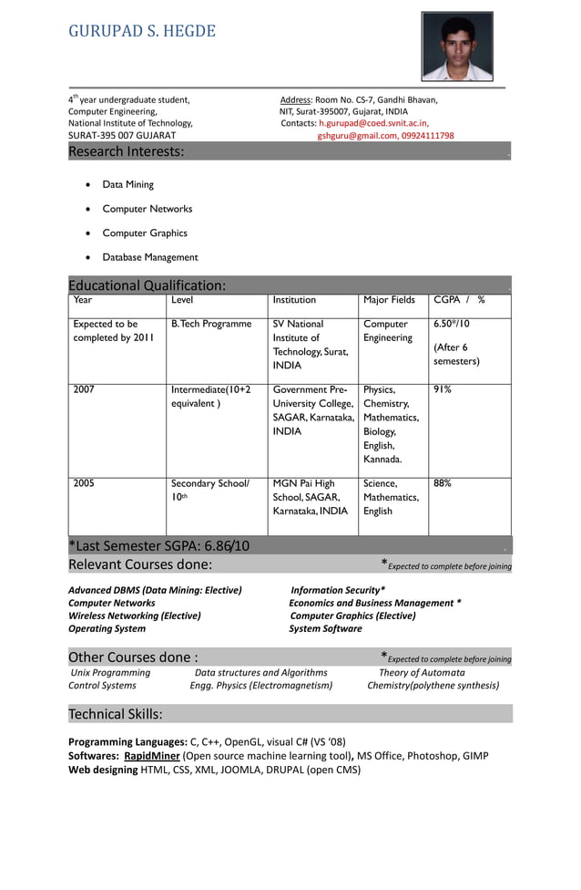 Resume gurupad s_hegde | PDF | Technology Industry | Industries