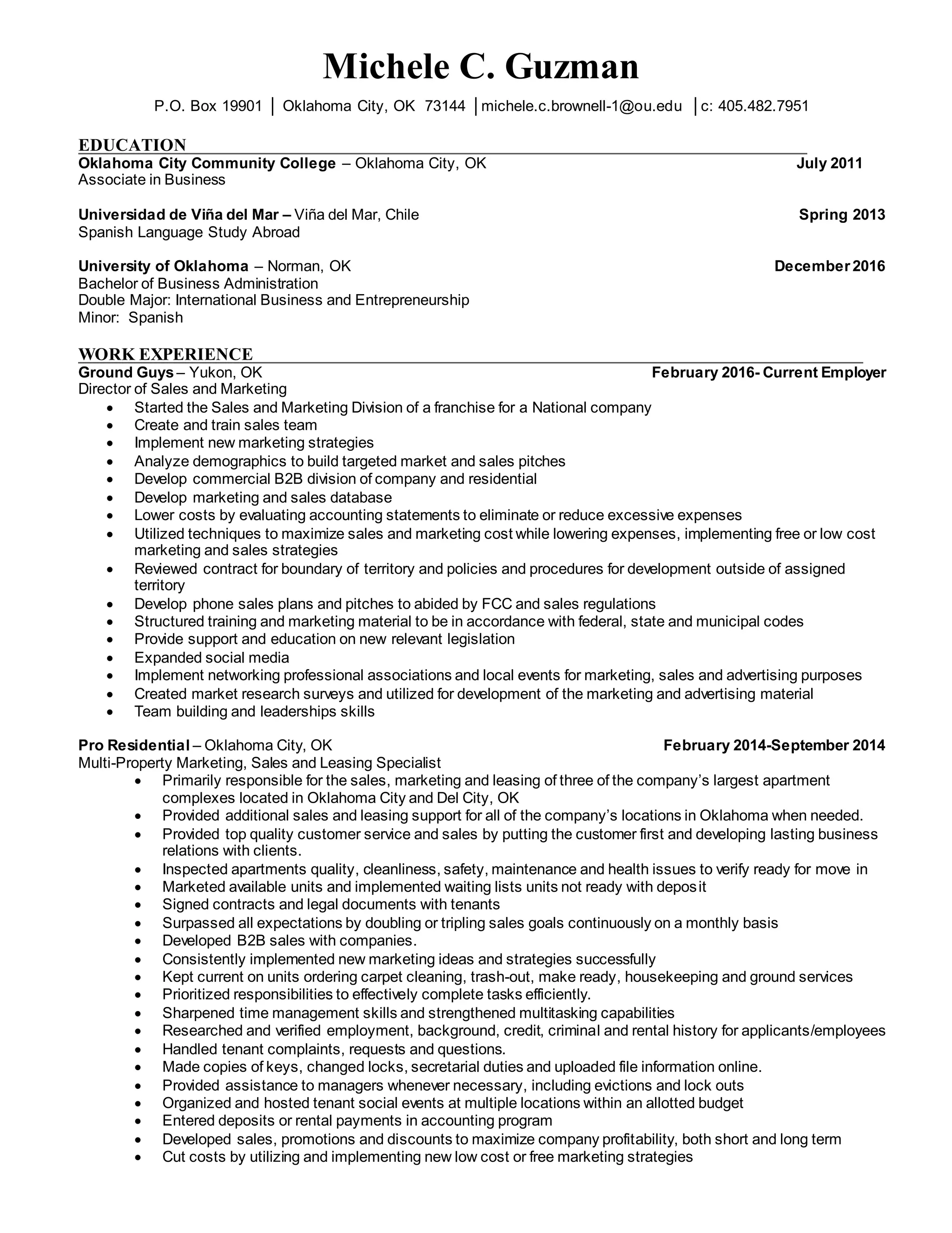 Resume Michele Guzman 2016 | DOCX