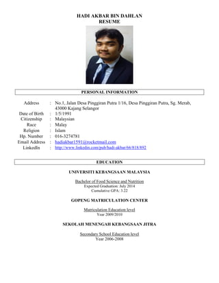 Resume hadi latest 2014 | PDF