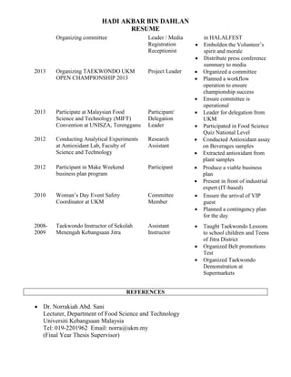 Resume hadi latest 2014 | PDF