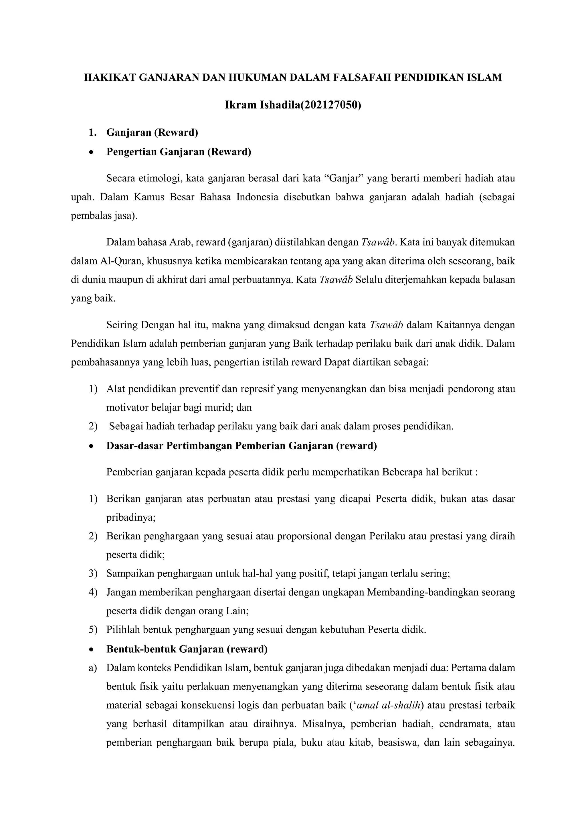 resume 7 hakikat ganjaran dan hukuman dalam falsafah pendidikan Islam.docx
