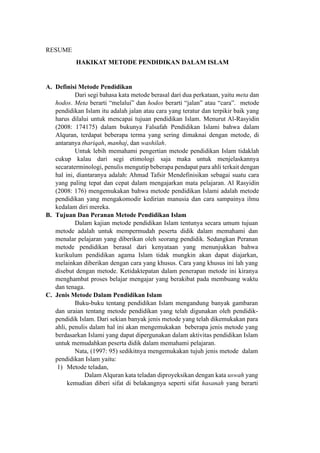 Resume Hakikat Metode Dalam Pendidikan Islam.pdf