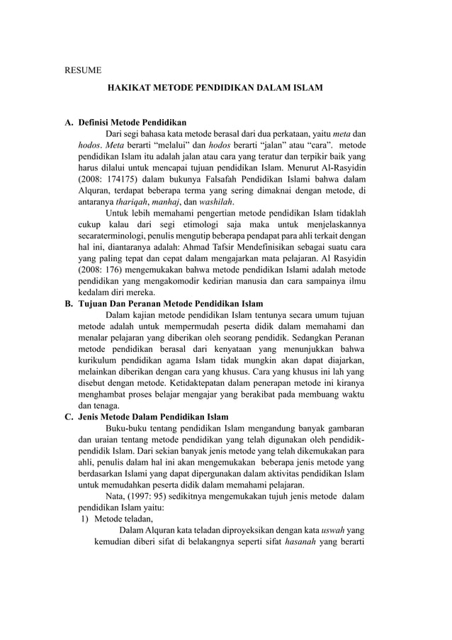 Resume Hakikat Metode Dalam Pendidikan Islam.pdf