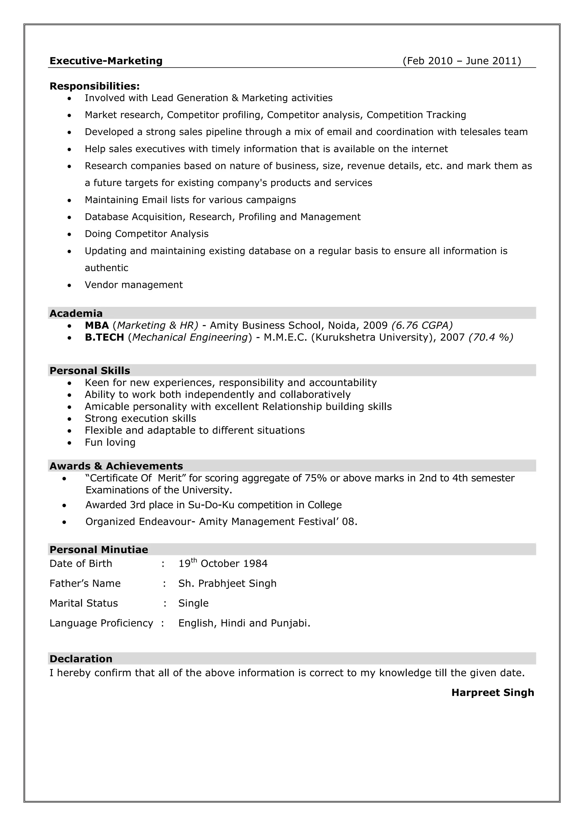 Resume - Harpreet Singh Kalra | PDF