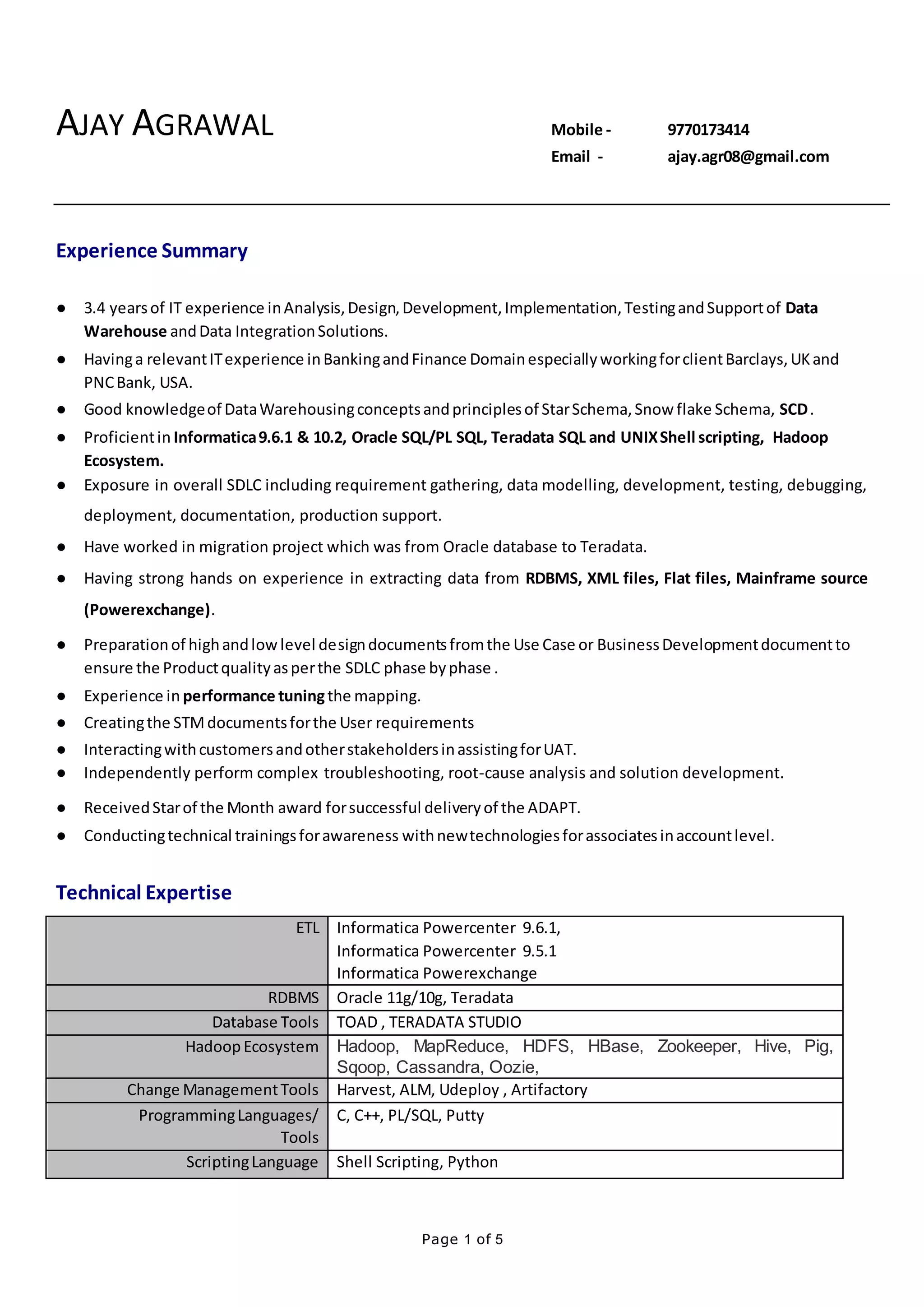 Resume ETL-Informatica developer | PDF