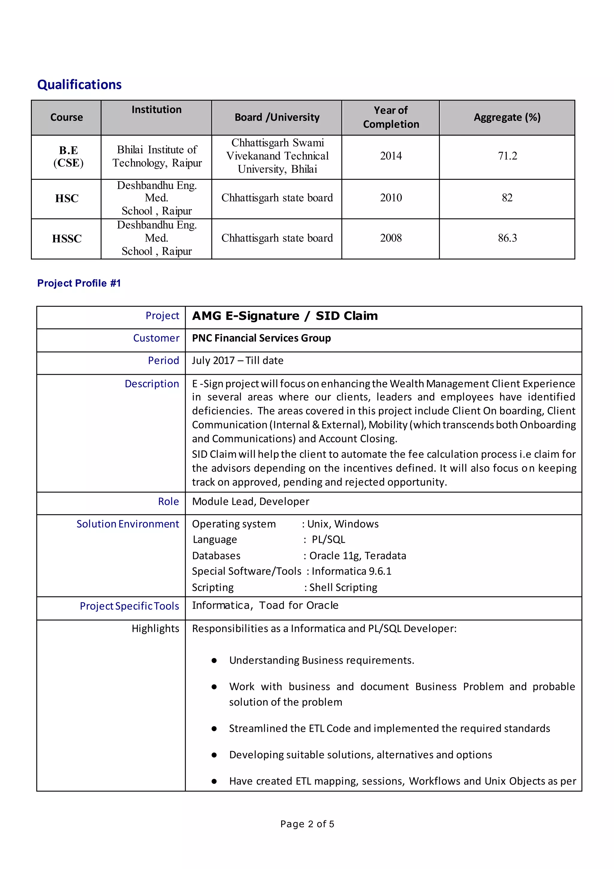 Resume ETL-Informatica developer | PDF