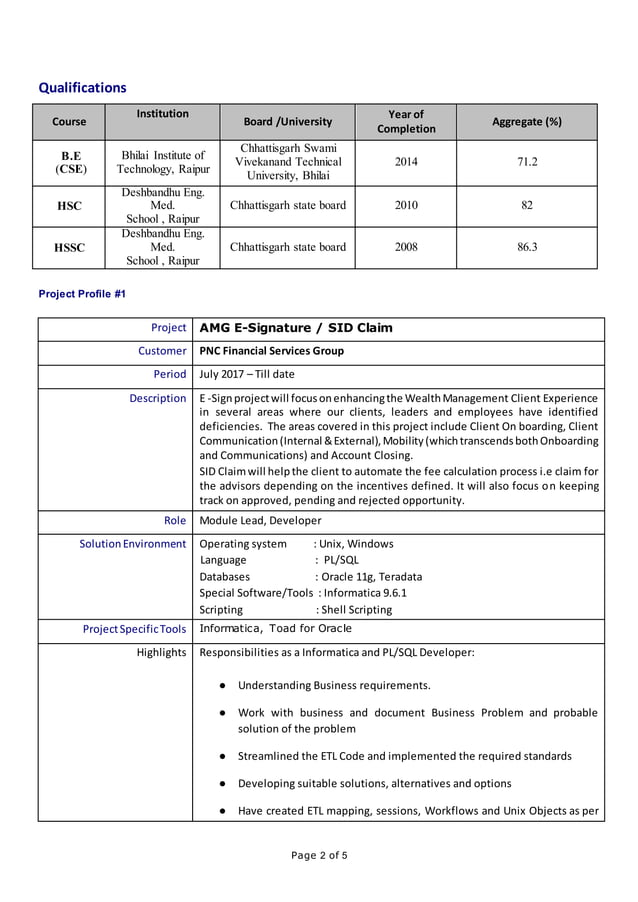 Resume ETL-Informatica developer | PDF