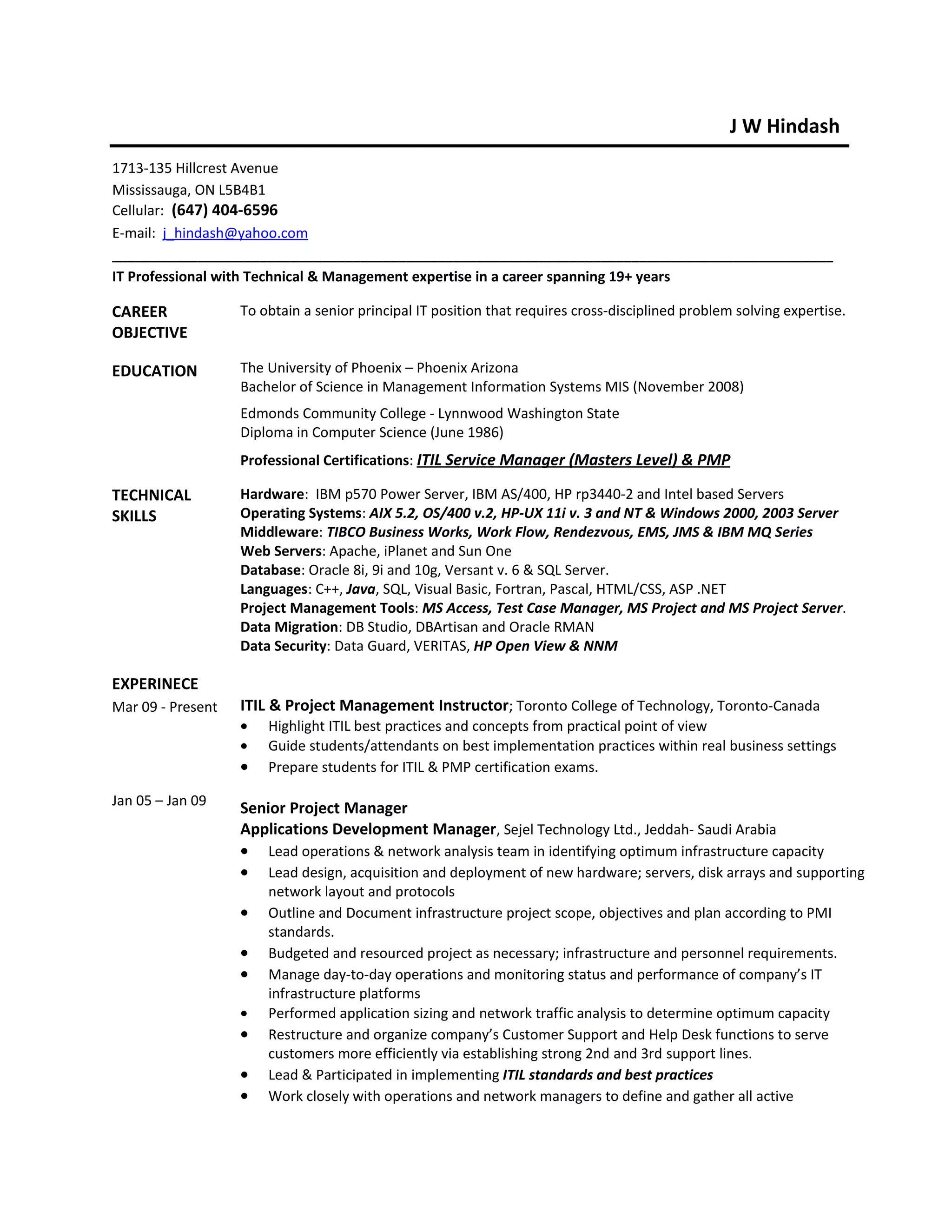 Resume Hindash J W R | DOC