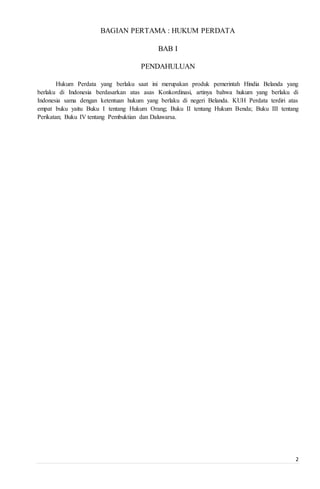 Resume Buku Hukum Perdata "PENGANTAR HUKUM PERDATA TERTULIS (BW) | DOCX