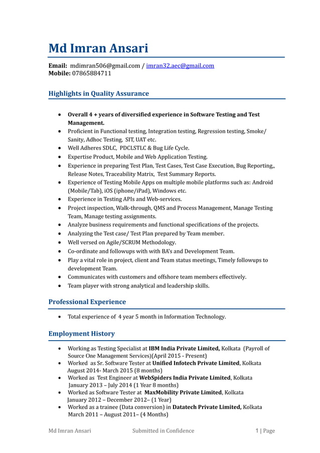 Resume imran ansari ansari | PDF