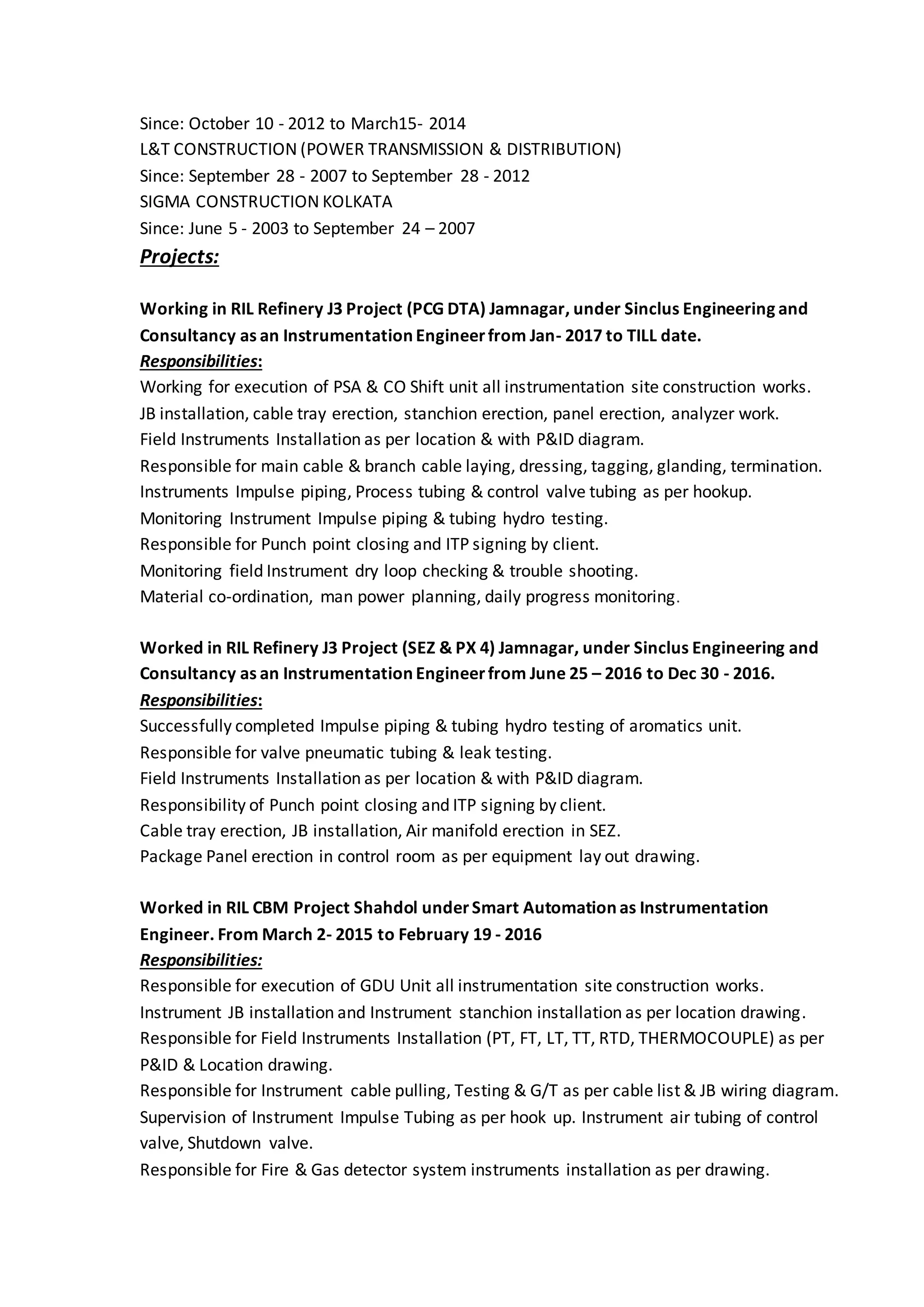 Resume-Instrumentation engineer | DOCX