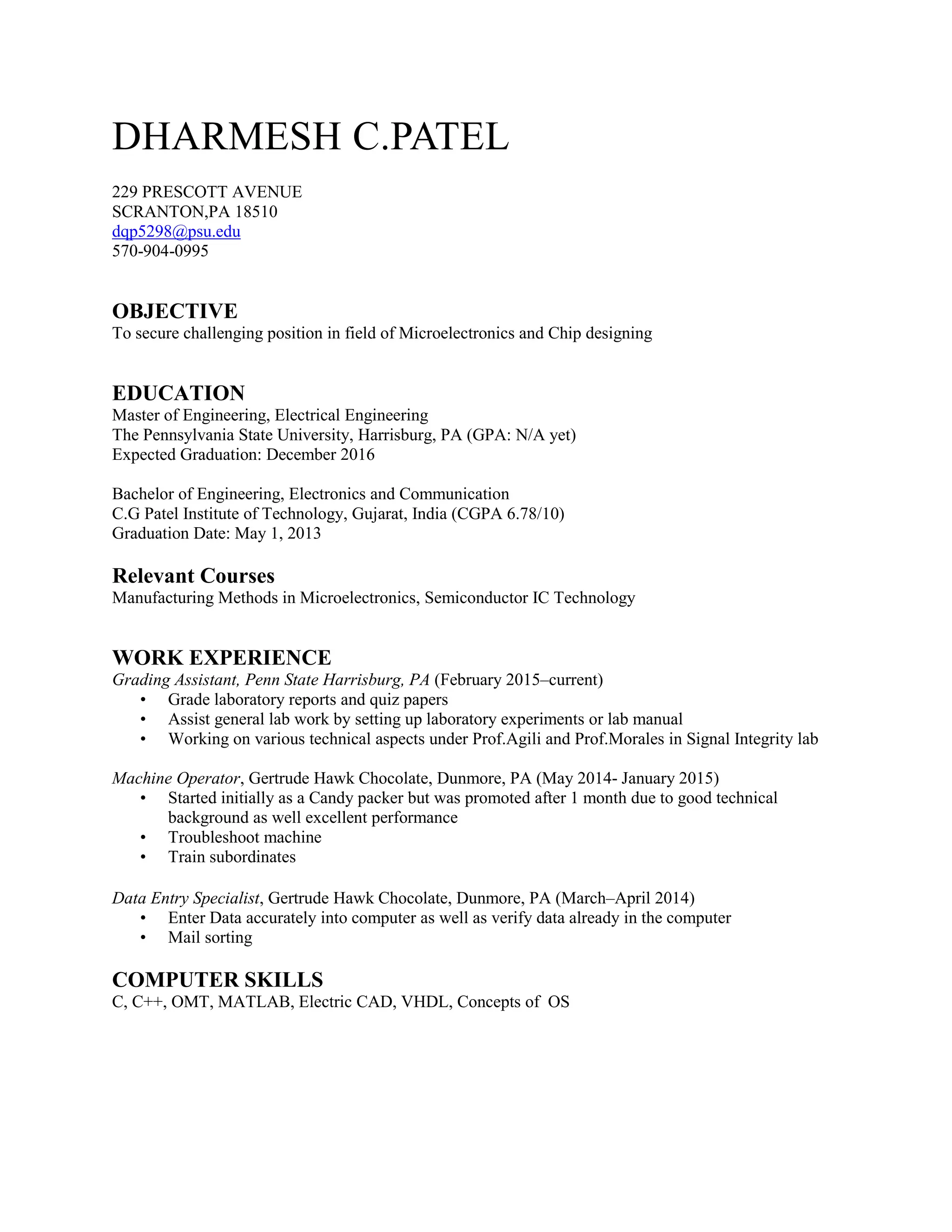 Resume intel | PDF