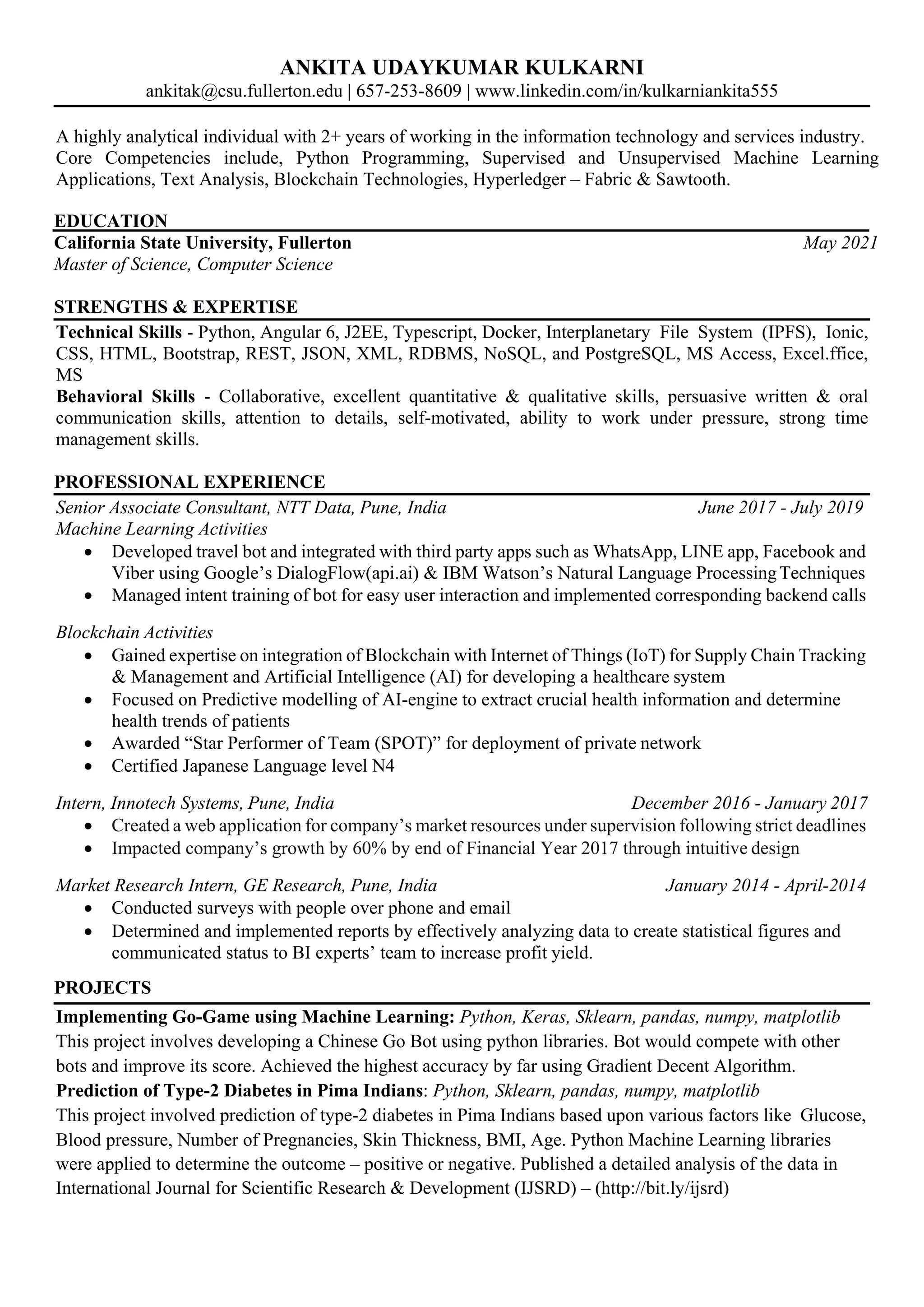 Resume internship | PDF | Internet | Computing