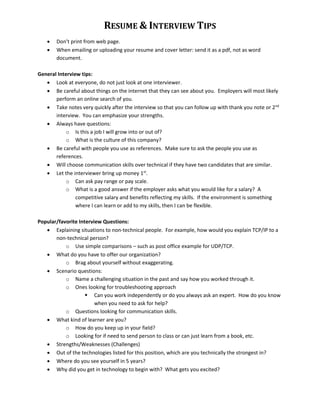 Resume interview tips | PDF