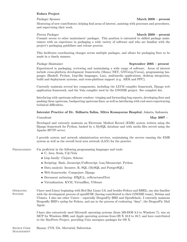 Michel Alexandre Salim\'s resume | PDF | Operating Systems | Computer Software and Applications