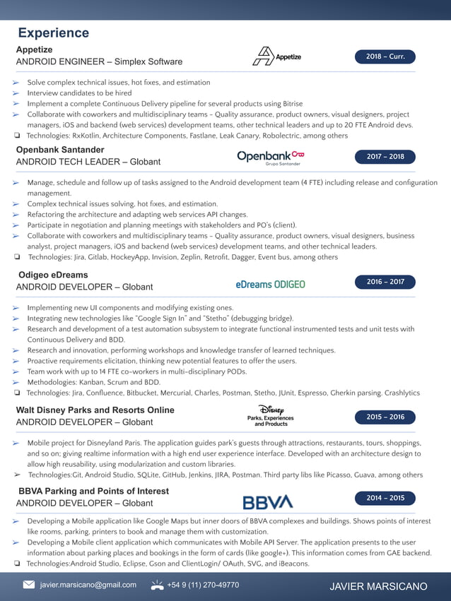 Mobile Developer Resume | PDF | Operating Systems | Computer Software and Applications