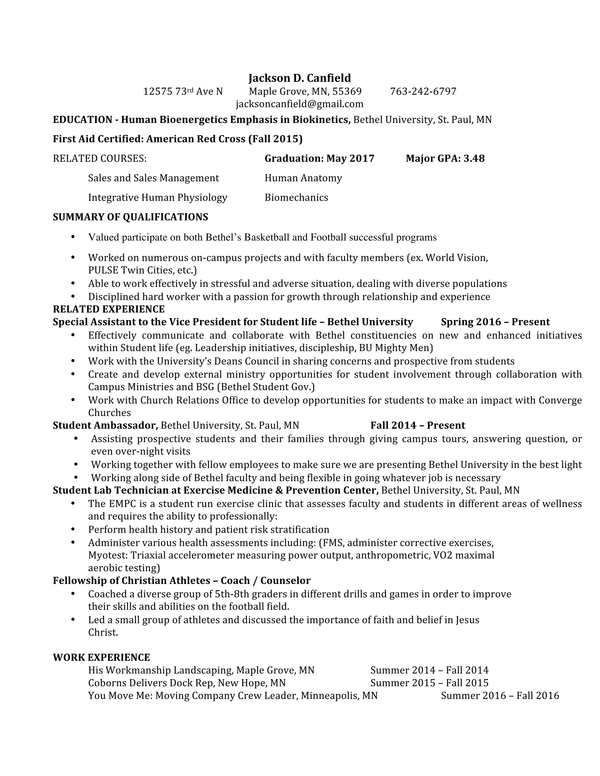Resume jackson canfield | PDF
