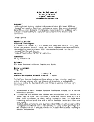 Resume J Buickerood | DOC