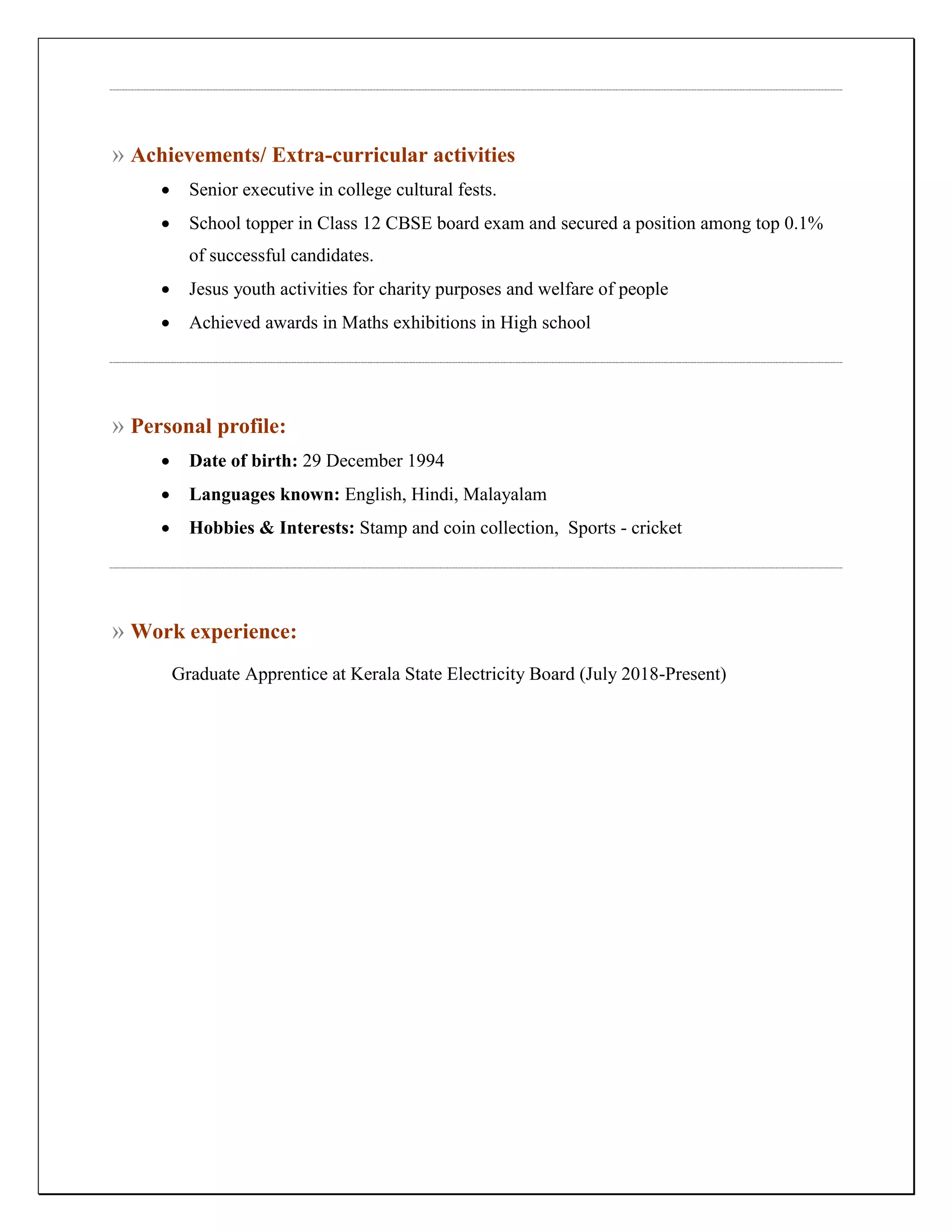 Resume jerin | PDF