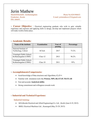 Resume jerin | PDF